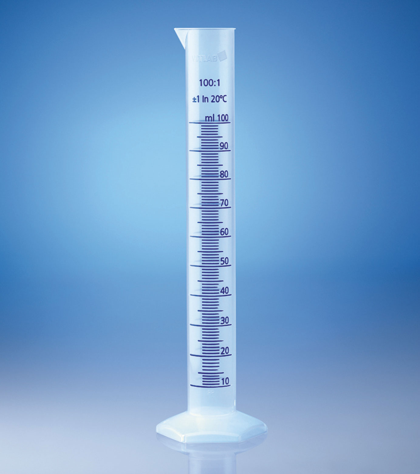 Graduated cylinder, tall form with blue graduations, polypropylene ...