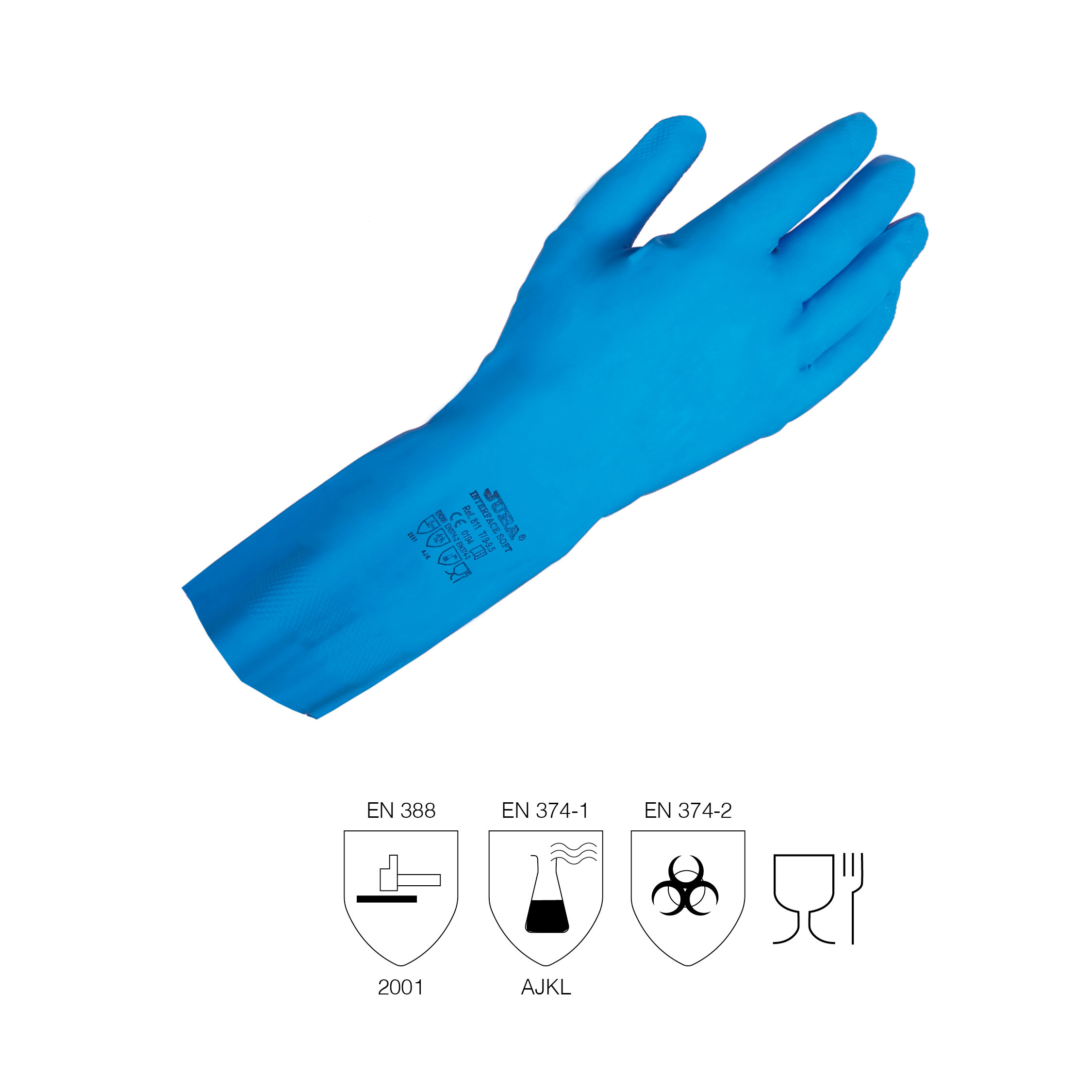 Guante nitrilo azul satinado largo 33 cm - Scharlab