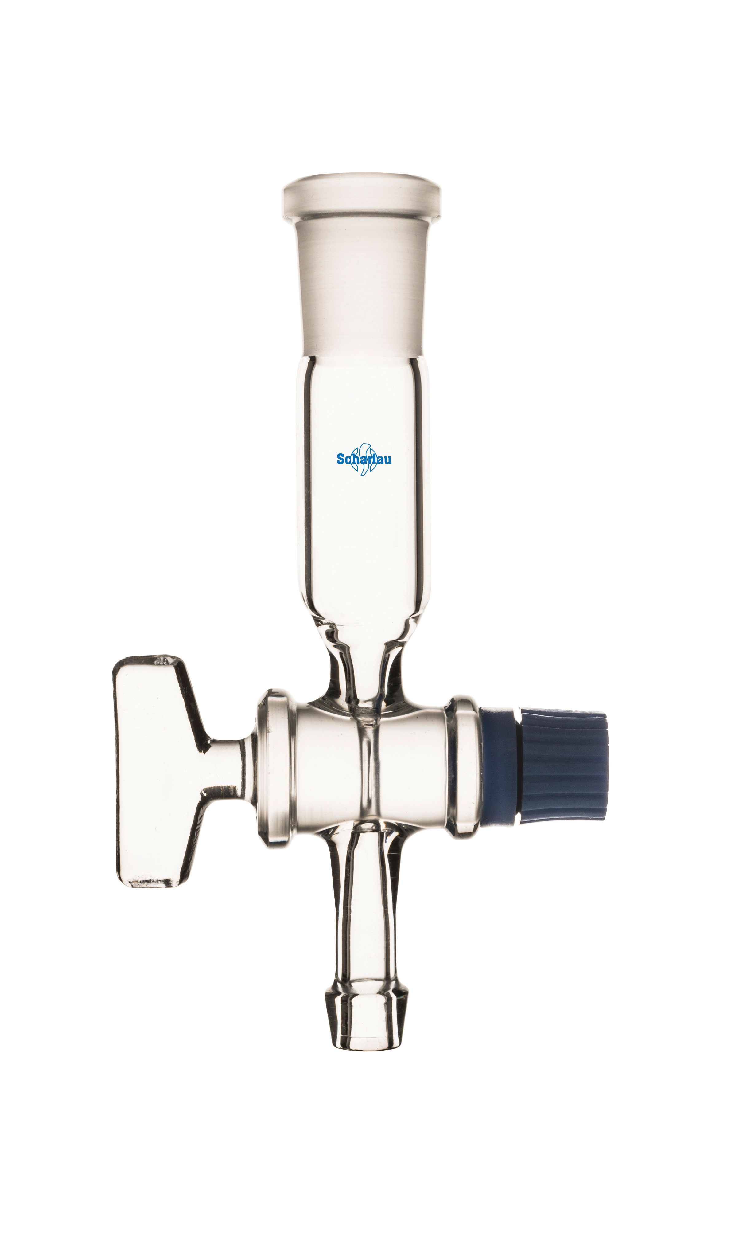 Straight socket/tubing adapter with glass key stopcock and hose ...