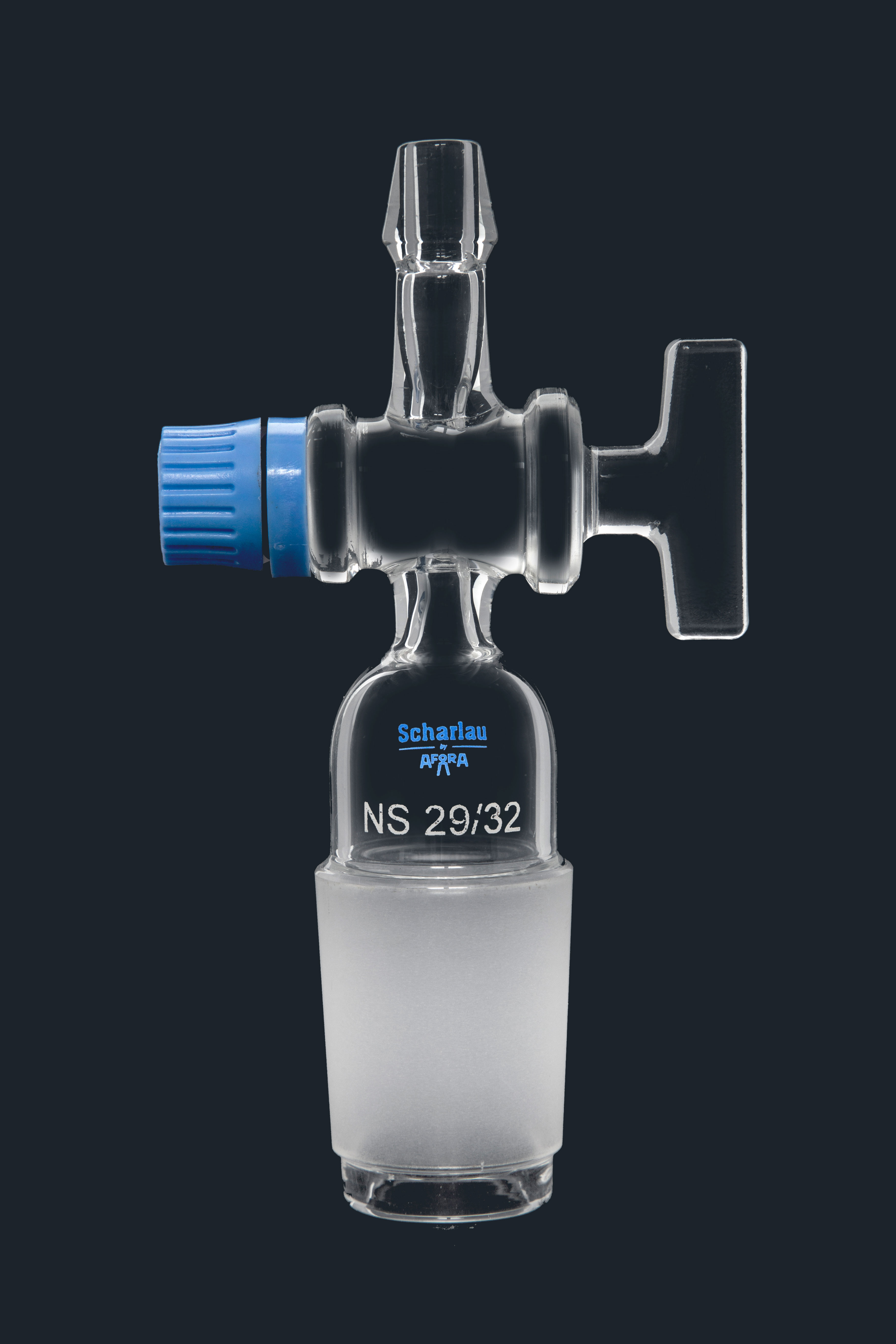 Straight cone/tubing adapter with glass key stopcock and hose ...