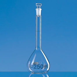 Matraz aforado, clase A, con tapón de vidrio, nº de lote y certificado ...