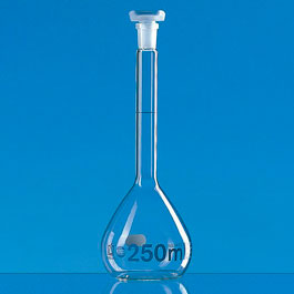 Matraz aforado, clase A, con tapón de PP, nº de lote y certificado de ...